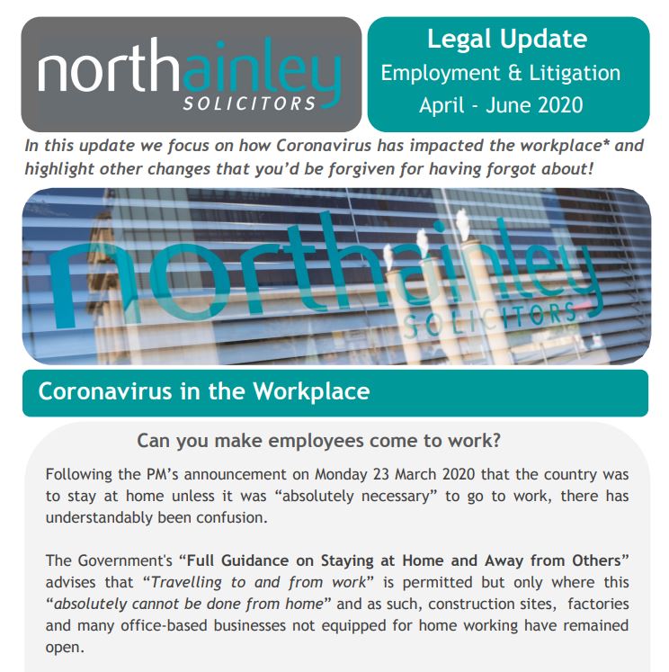 CORONAVIRUS - Legal Update from our Employment & Litigation team ...